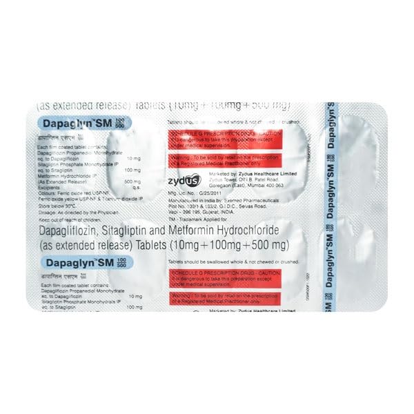 Dapaglyn SM 100/500 - Strip of 10 Tablets : Amazon.in: Health ...