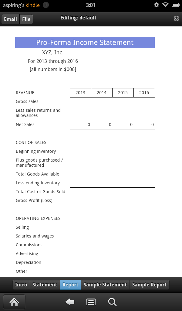 Proforma Income Statement - App on Amazon Appstore