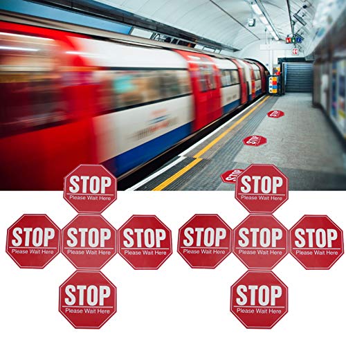 Floor Warning Stickers, 10pcs Floor Stop Sign Sticker Safety Distancing ...