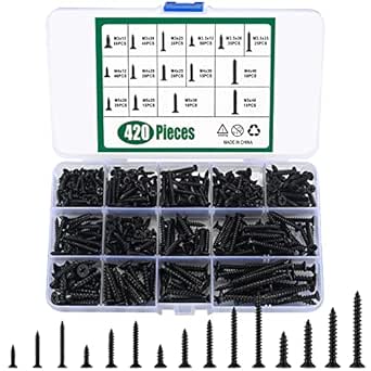 420 Stk Selbstschneidende Schrauben, Blechschrauben Kreuzschrauben, schwarzer Flachkopf ...