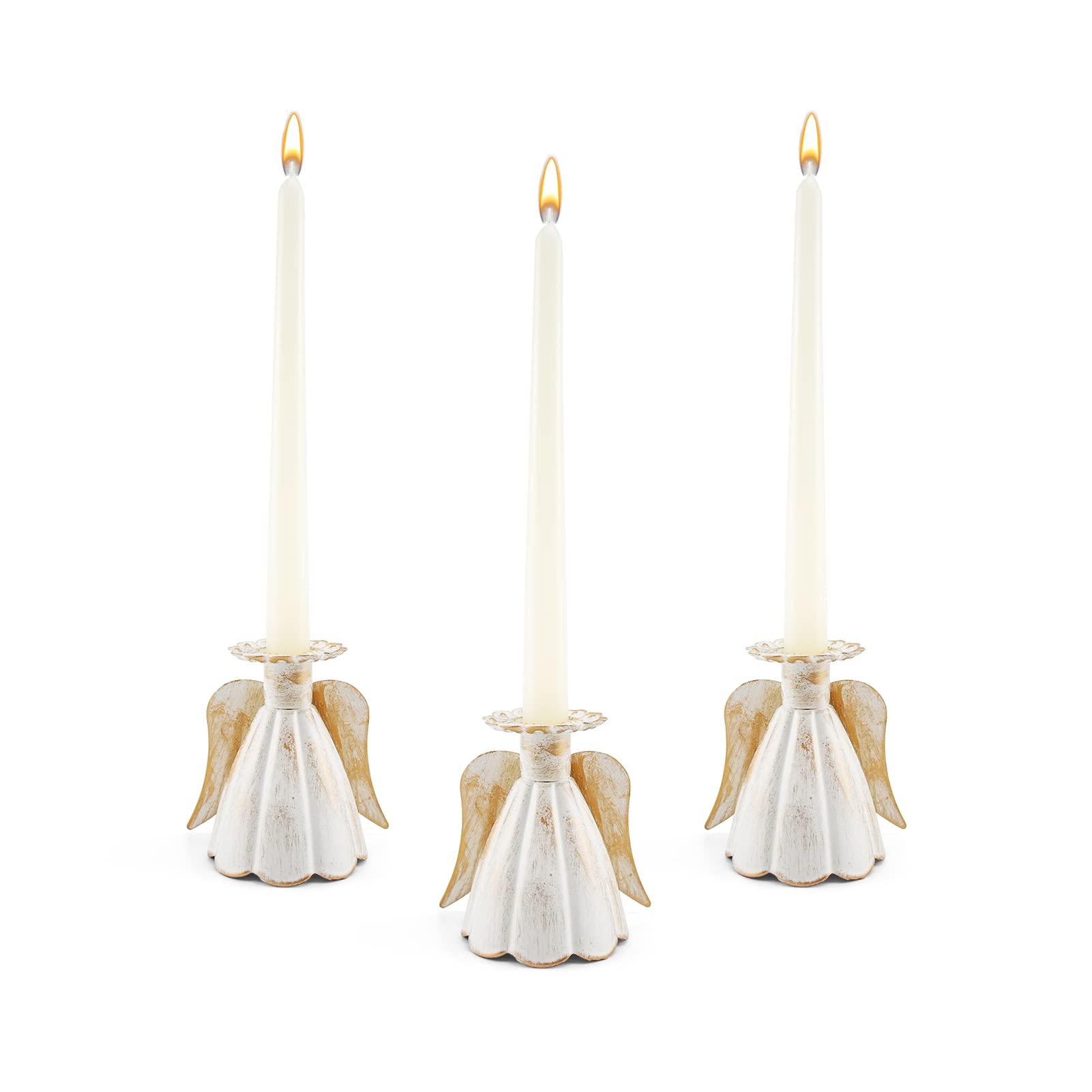 Amazon.com: Rose Golden Candlestick Holder Set Angel Candle Holder 3pcs ...