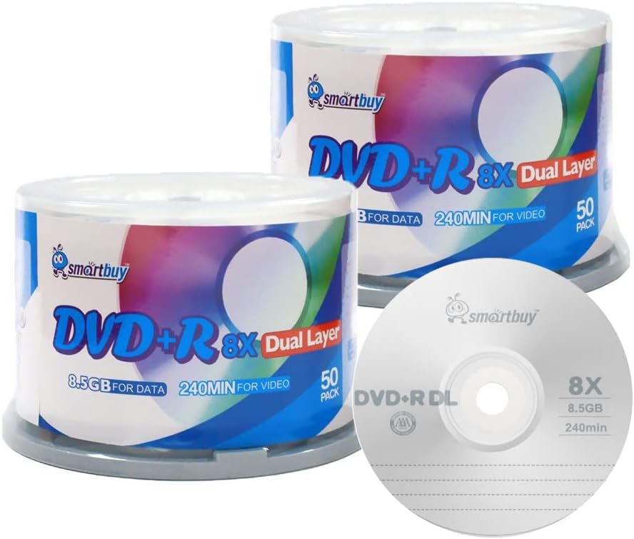 Amazon.com: Smart Buy 100 Pack DVD+r Dl 8.5gb 8X DVD Plus R Double ...
