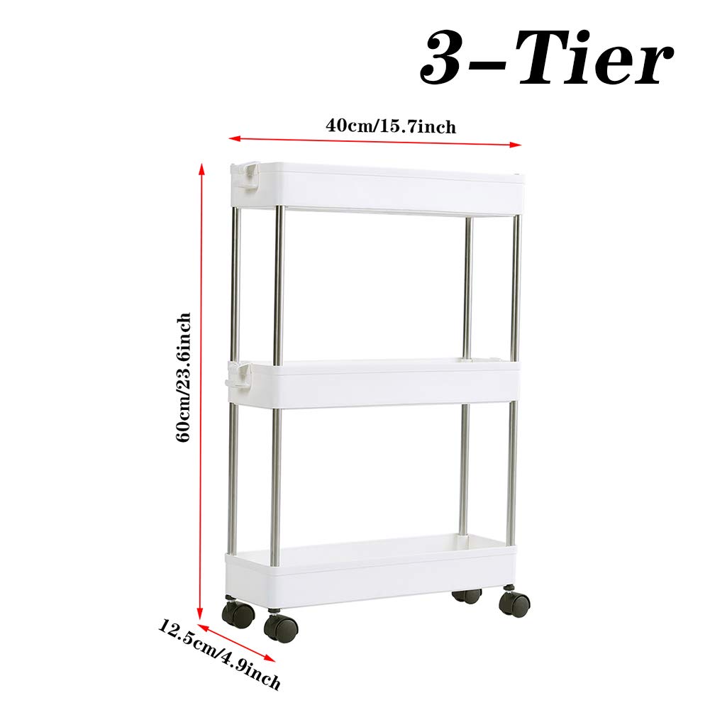 Warmiehomy Slide Out Trolley Rack Holder, 2/3/4 Tier Storage Cart, Slim ...