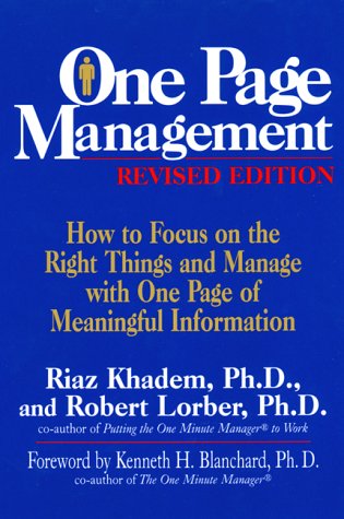 One Page Management: Khadem, Riaz, Ph.D., Lorber, Robert: 9780688157869 ...