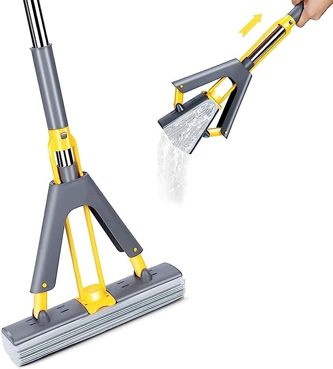 Zorzel Sponge Mop, Self Wringing Sponge Mops for Floor Cleaning Squeeze ...