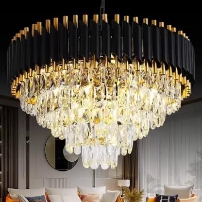 Buy DONERIA Modern Diamond Cut k9 Crystal Chandelier with Alloy Metal ...