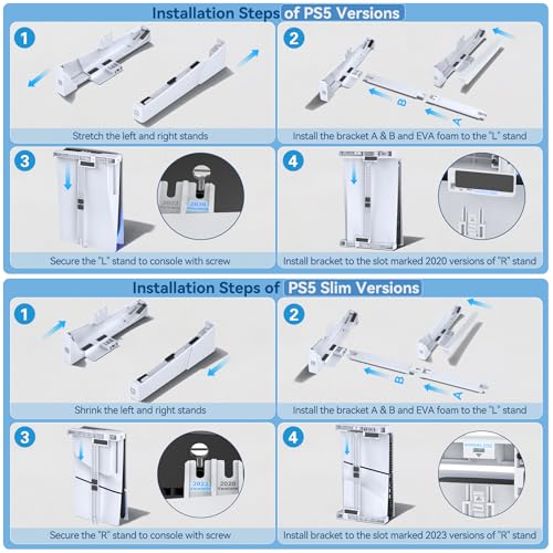 Snapklik.com : Kosker PS5/PS5 Slim Wall Mount Kit Horizontal, Shelf ...