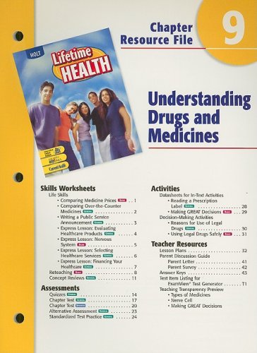 Holt Lifetime Health Chapter 9 Resource File: Understanding Drugs and ...