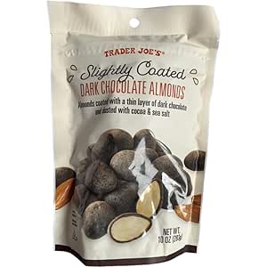 Amazon.com : Trader Joe's Slightly Coated Dark Chocolate Almonds, dusted with cocoa & sea salt ...