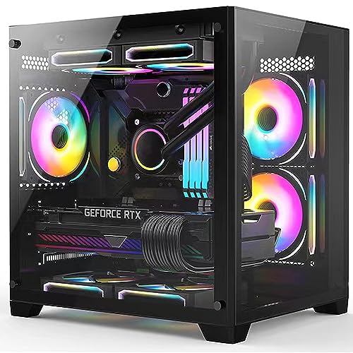 Snapklik.com : Black USB30 Tempered Glass Micro ATX Gaming Computer ...