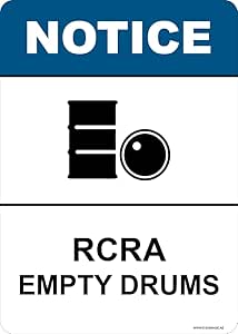 Amazon.com: G Signage - "RCRA Empty Drums" - OSHA Notice Sign - Acrylic ...