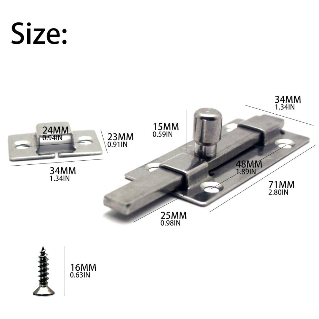 Buy Ktdzone Door Security Slide Latch Lock, 4 inch Barrel Bolt with ...