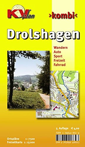 Drolshagen: 1:7.500 Stadtplan mit Gewerbegebieten und Wanderkarte 1:12 ...