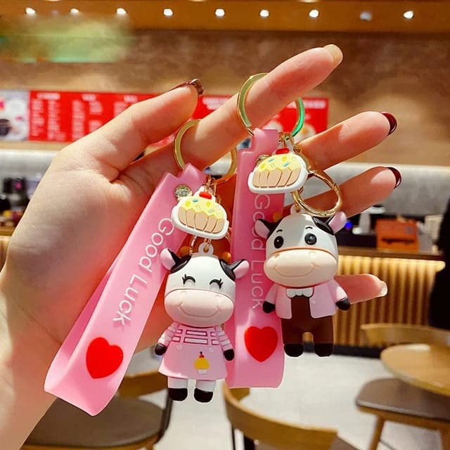 AGC Farm Gift,Cow Keychain Car Accessories,Cute Print Decor For Car ...