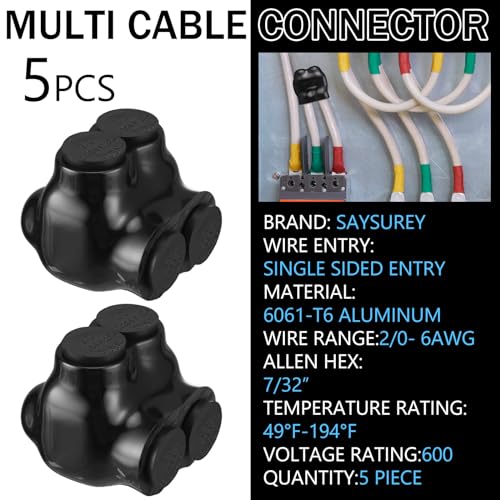 Snapklik.com : Saysurey 5 Pcs Insulated Multi Cable Connectors 2 Port ...
