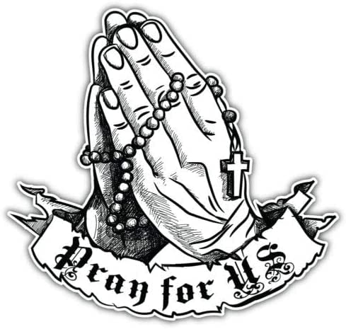 Amazon.com - Praying Hands & Rosary Sticker Decal for | Vinyl | Decal ...