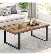 Amazon.com: FOLUBAN Coffee Table, Modern Rustic Wood and Metal Center ...