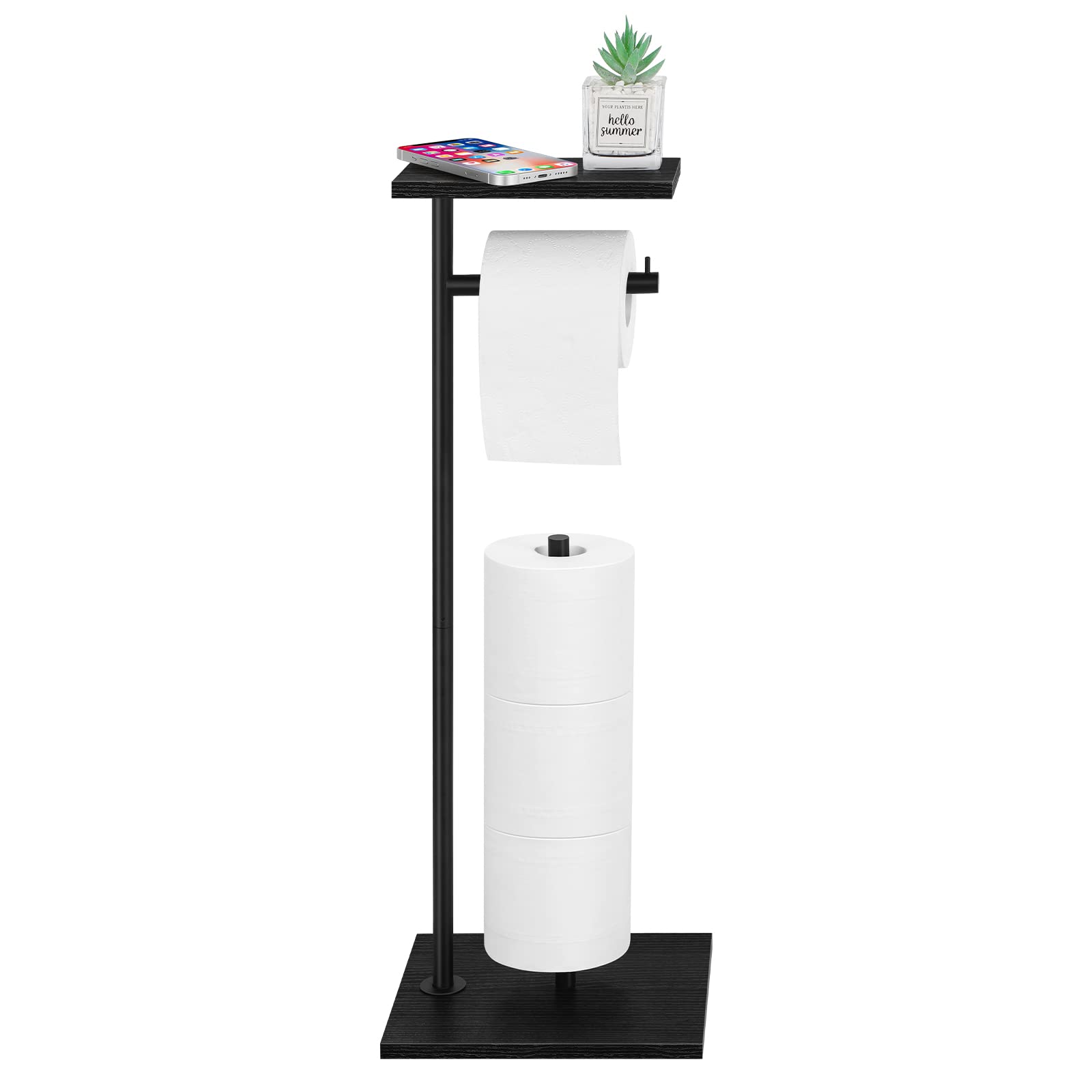 Black Toilet Paper Holder Free Standing Bathroom Toilet Paper Holder ...