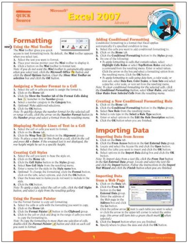Microsoft Excel 2007 Advanced Quick Source Reference Guide: Quick Source: 9781932104721: Amazon ...