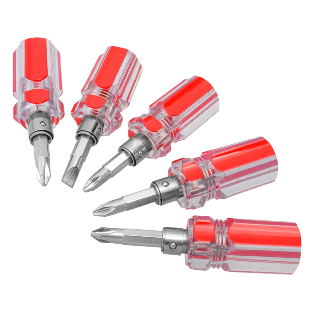 Bestgle 5 Pcs Stubby Screwdriver Set, Phillips and Flat Head ...