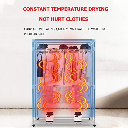 Home Elektrische Kleding Droger 1200W + 1200W Laadvermogen 40Kg, 3 Laag ...