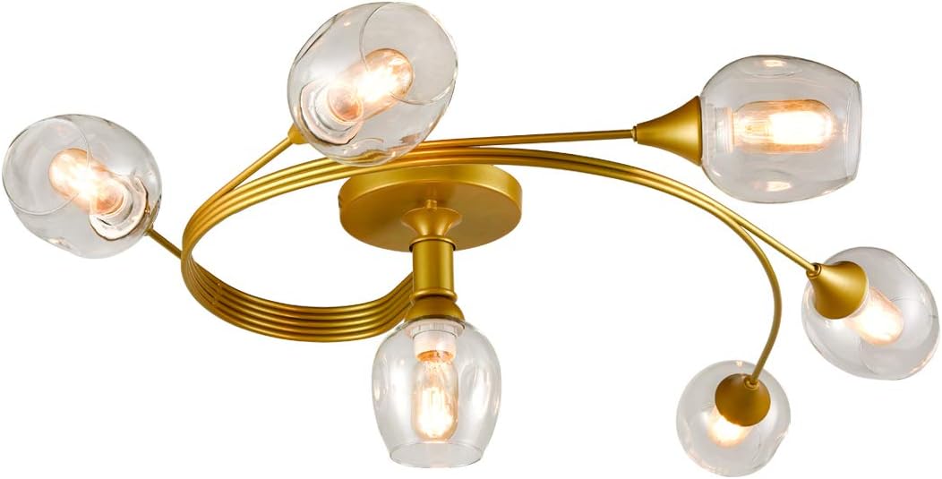 JK Modern Ceiling Lights Metal Scroll Brass Semi Flush Ceiling Lights ...