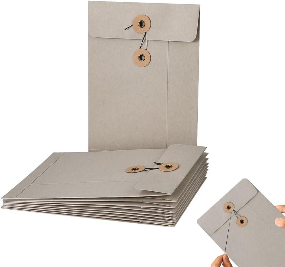 Amazon.com : 10 Pcs Kraft Paper String Envelope File Folder A5 Size Vertical Document Bill Cards ...