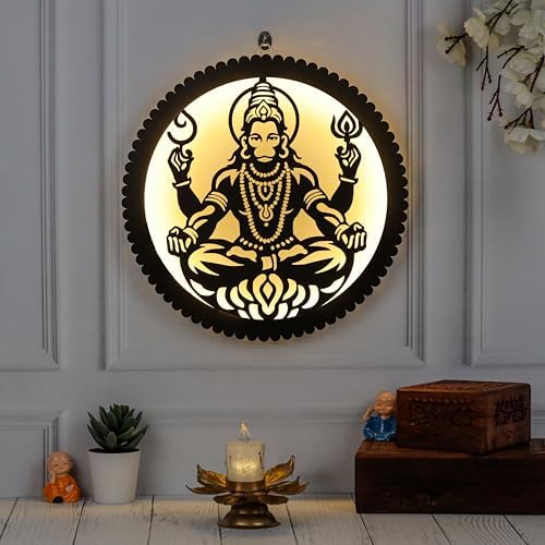 LASER ART Hanuman Divine Wall Sculpture with LED Backlight Wooden Wall ...