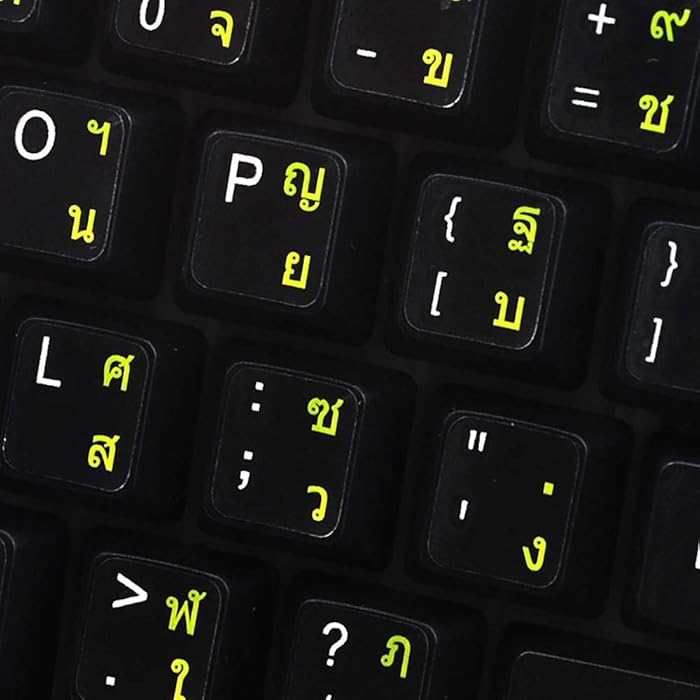 Buy Thai Keyboard Stickers with Yellow Lettering ON Transparent ...