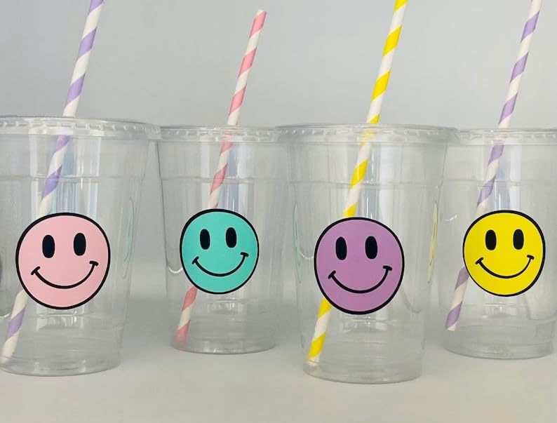 Amazon.com: 12 Pastel smile Party, 1st Birthday, Smile Face Party ...