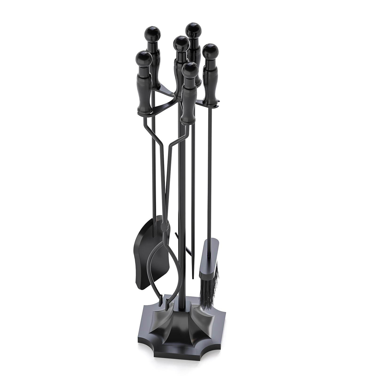 Aokia 5 Pieces Fireplace Tools Set: Black Wrought Iron Fire Pit ...