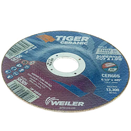 Snapklik.com : 58305 4-1/2 Inch Cutting Wheel, Tiger Ceramic Stainless ...