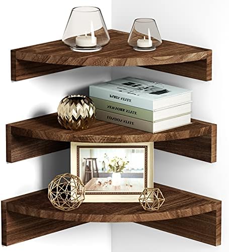 NATURE'S SOURCE Corner Floating Shelves with Invisible Brackets, Corner ...