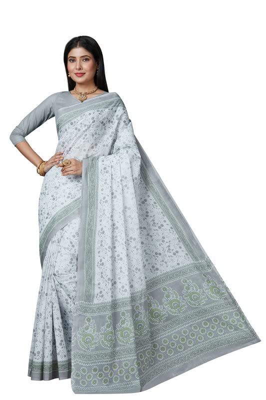 SHANVIKA Women's Pure Cotton Floral Print Saree Without Blouse Piece ...