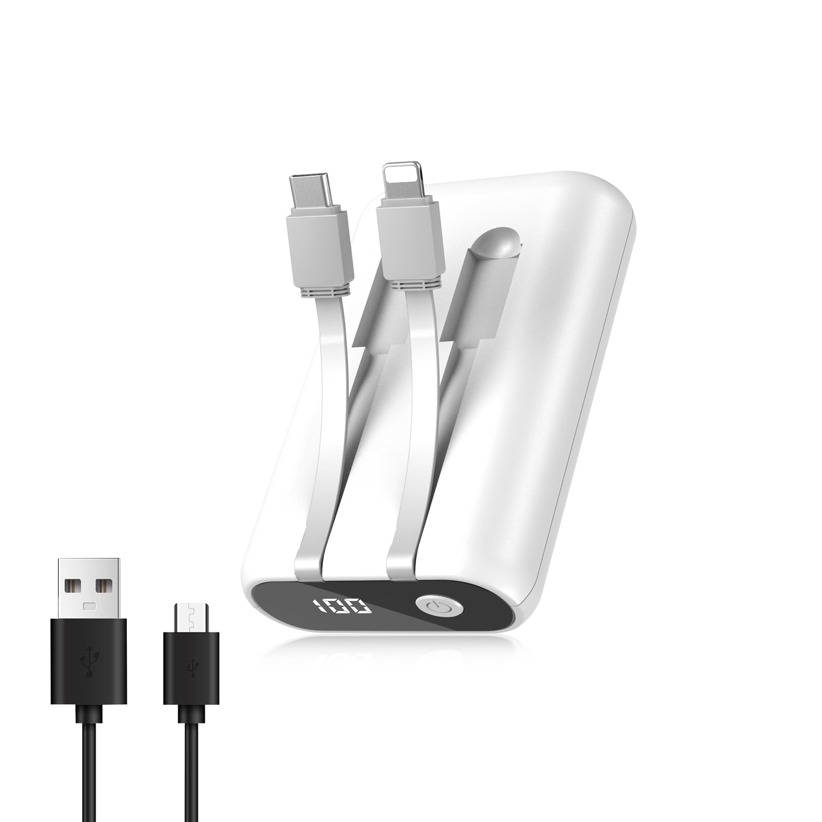 Amazon.com: OHZHAO Portable Phone Charger 12000mAh with Built-in Cables ...