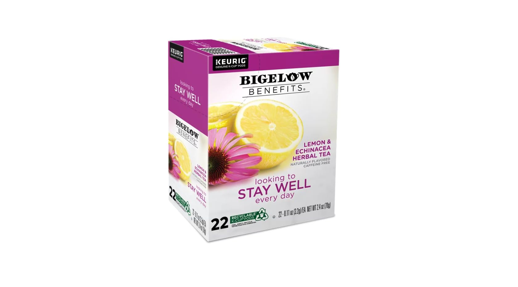 Amazon.com: Bigelow Benefits Lemon & Echinacea Herbal Tea K-Cup Pods ...