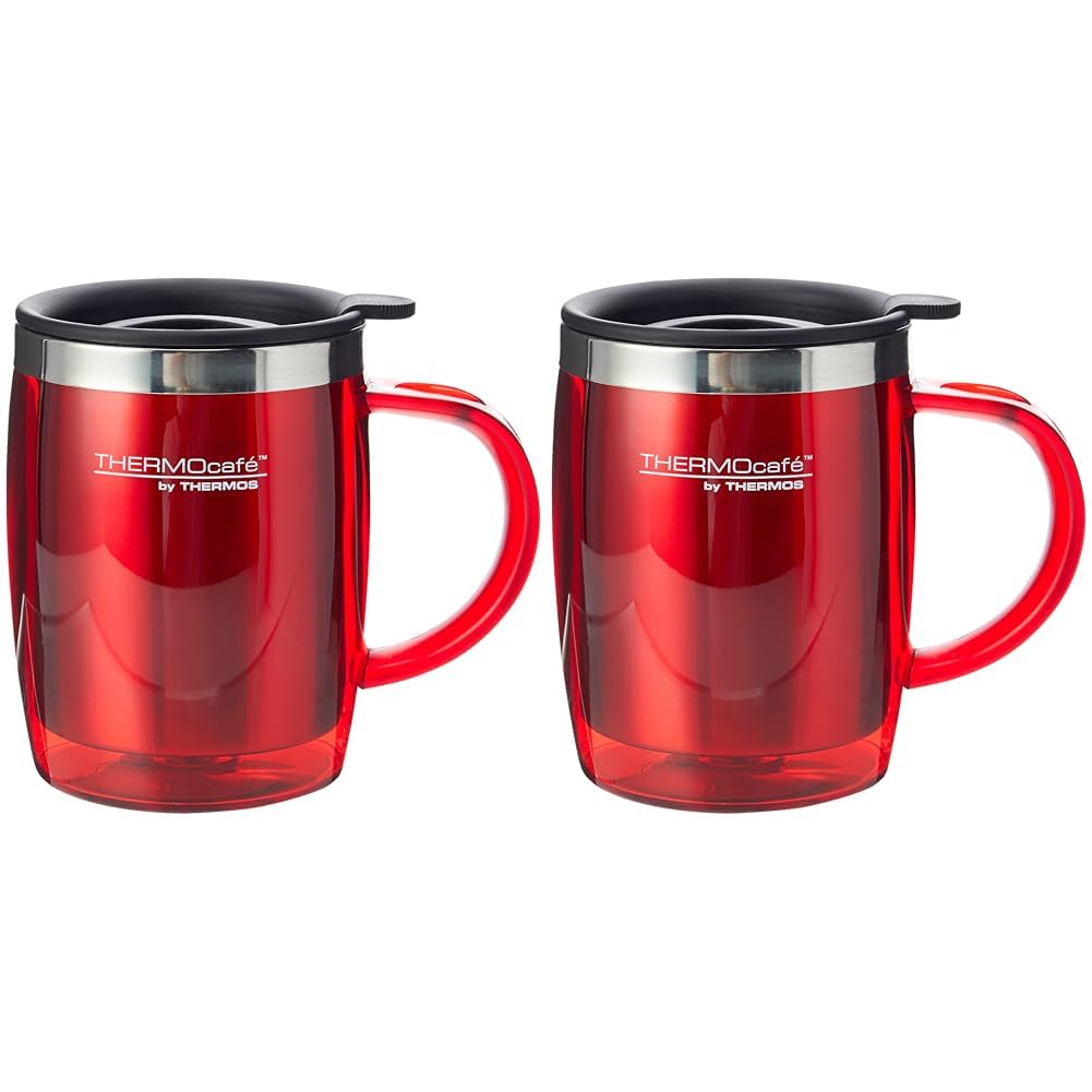 Thermos ThermoCafé 187094 Translucent Desk Mug, Red, 450 ml (Pack of 2 ...