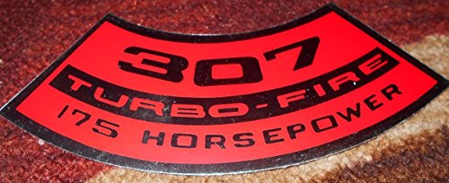 1968 CHEVROLET 307 TURBO-FIRE 175 HP ENGINE AIR CLEANER TOP LID DECAL ...