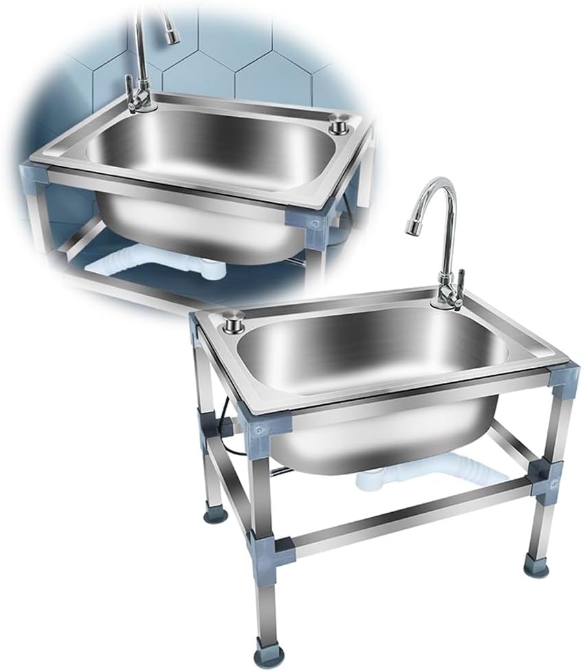 EMENAR Heavy Duty Floor Mop Sink, Stainless Steel Mop Service Basin ...