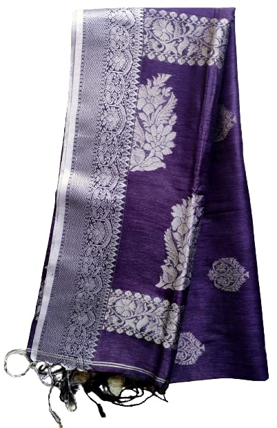 Buy Sari Kuthir Women Banarasi Linen/Khadi/Cotton Handloom saree with ...