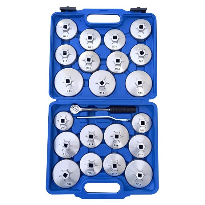 Shonee 23 Pcs Oil Filter Wrench Set, Aluminum Alloy Cup Type Oil Filter ...