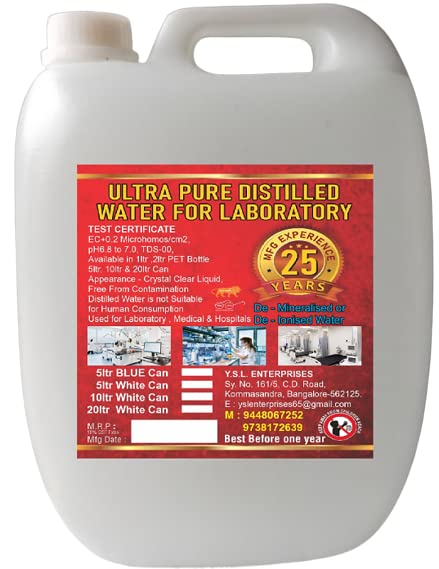 YSL ULTRA PURE DISTILLED WATER FOR LAB/MEDICALS/HOSPITAL-WHITE CAN 5L ...