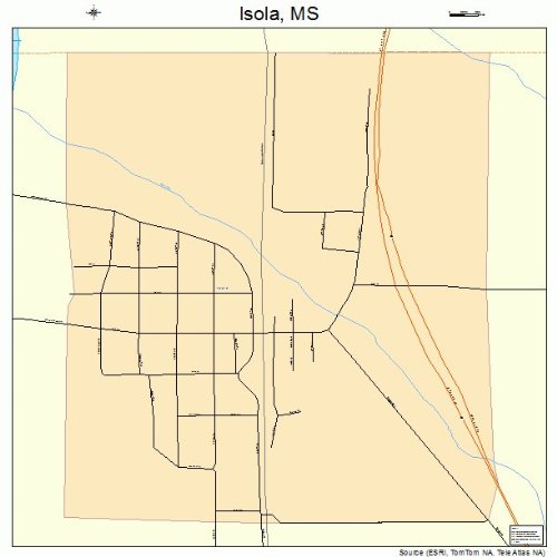 Amazon.com: Large Street & Road Map of Isola, Mississippi MS - Printed ...