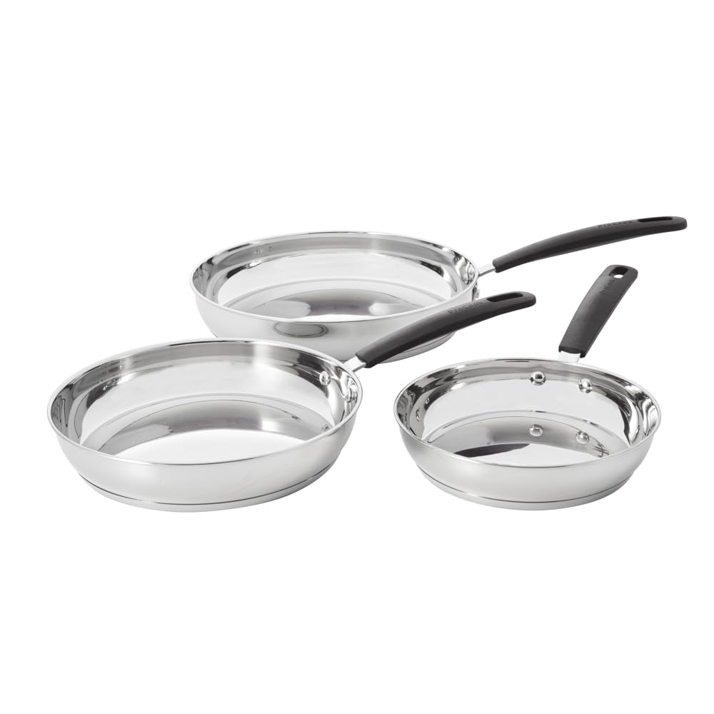 ProCook Gourmet Stainless Steel Frying Pan Set of 3 20, 24 and 28cm ...