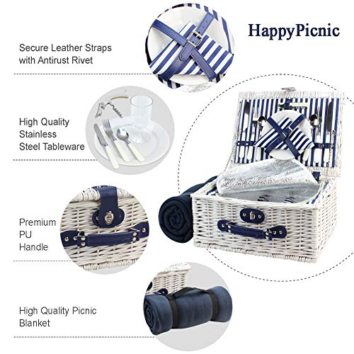 INNO STAGE Willow Picnic Basket for 2 Persons, Wicker Hamper Set with ...