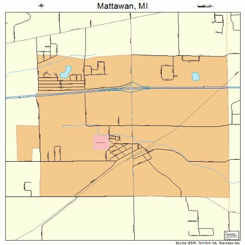 Large Street & Road Map of Mattawan, Michigan MI - Printed poster size ...
