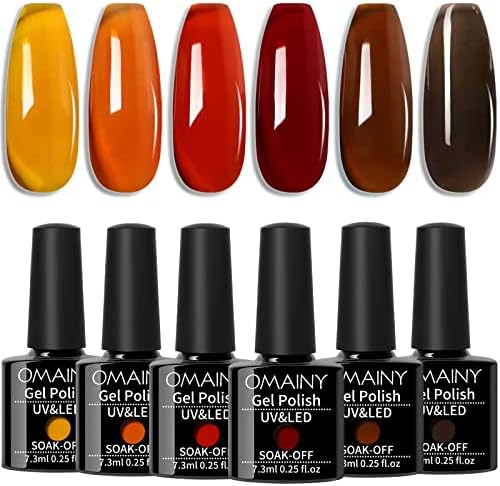 Amazon.com : Omainy Jelly Gel Nail Polish Set - Brown, Translucent ...