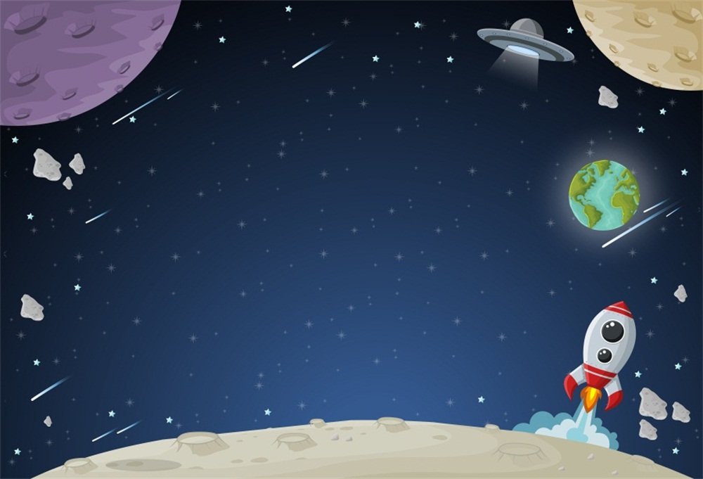 Lfeey 5x3ft Kids Space Exploration Backdrop Rocket Planet Earth Stars ...