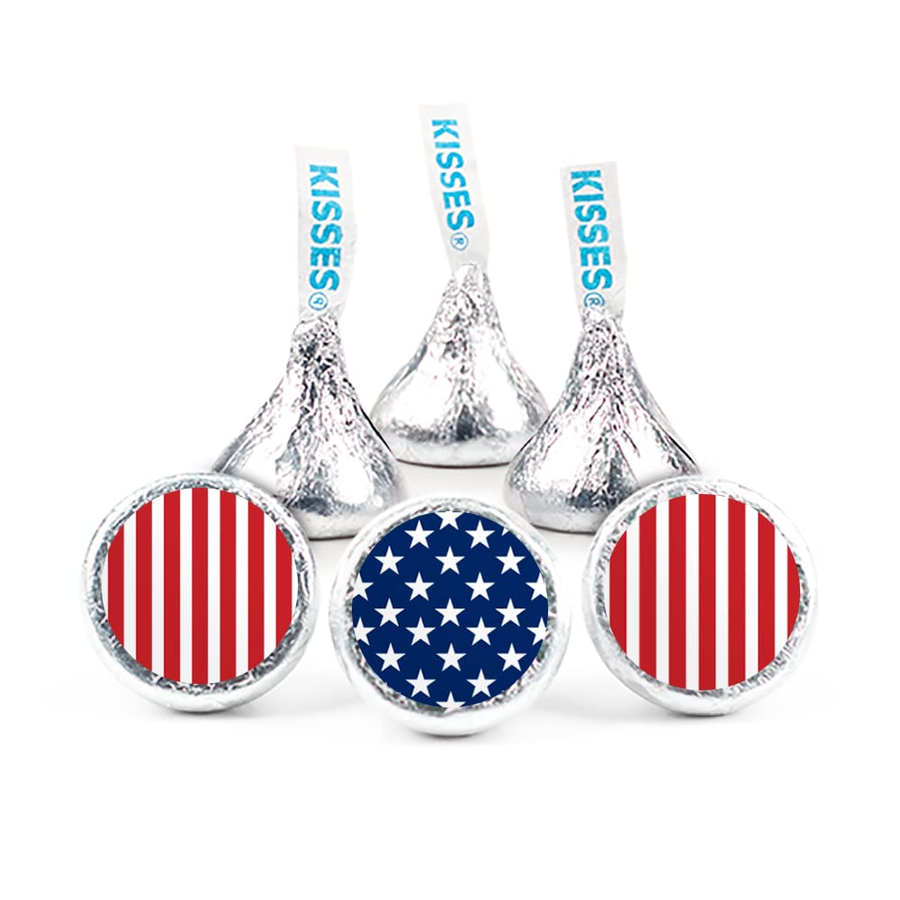 Amazon.com : 75 Pcs Patriotic Candy Kisses Chocolate and DIY Red White ...