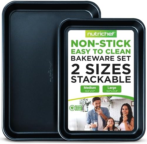Amazon.com: NutriChef 3-Piece Non-Stick Cookie Sheets for Baking ...